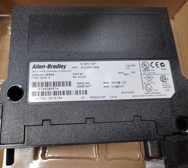 Quality Allen Bradley 1756-IB16 SERA FW3.4 ControlLogix 16 Pt 12/24V DC Digital Input for sale