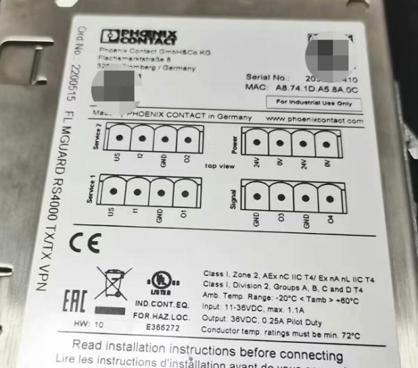 Quality Phoenix Contact FL MGUARD RS4000 TX/TX VPN Order No. 2200515 2 Ports Router for sale