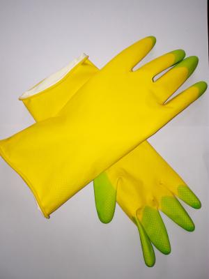 China 60G household gloves cotton flocklined roll cuff thicker cleaning gloves for sale