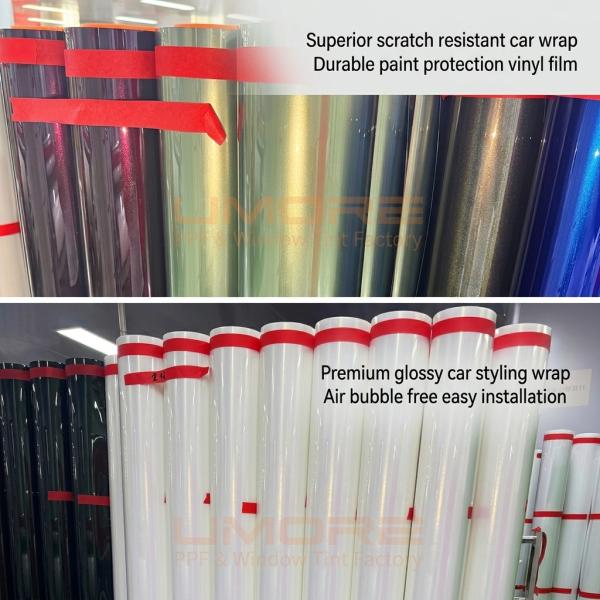 Quality Car Vinyl Wrap Film Glossy PET Fast Delivery Air Bubble Free Color Changing Protection for sale