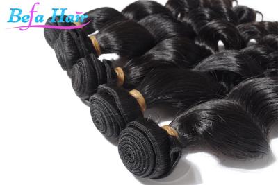 China 100% Virgin Natural Black Loose Wave Hair Weave With Full Cuticles Intact for sale