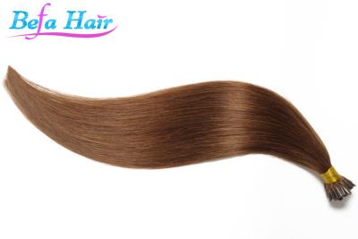 China Unprocessed Straight i Tip Brown / Dark Red Hair Extensions 18 Inch for sale