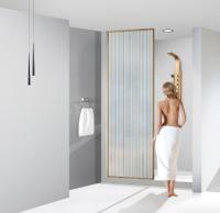 China Rose Gold Stainless Steel Corner Shower Enclosure - 90cm Span One-Piece Space Saving Design for sale