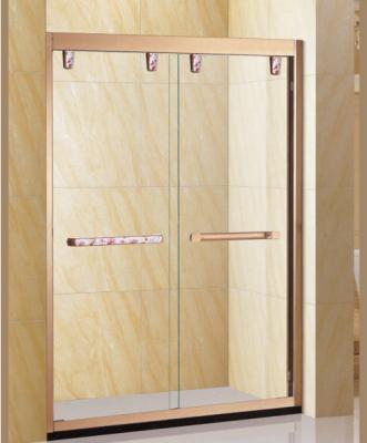 China Waterproof Stainless Steel Shower Room 8mm Glass Thickness Sliding Door Rose Gold for sale