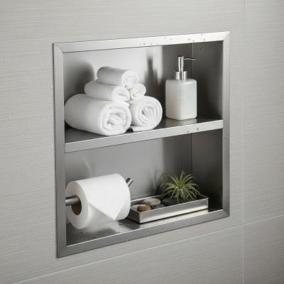China 304 Stainless Steel Wall Niche Bathroom Toilet Storage Rack Providing Corrosion Resistance and Functional Storage Space for sale