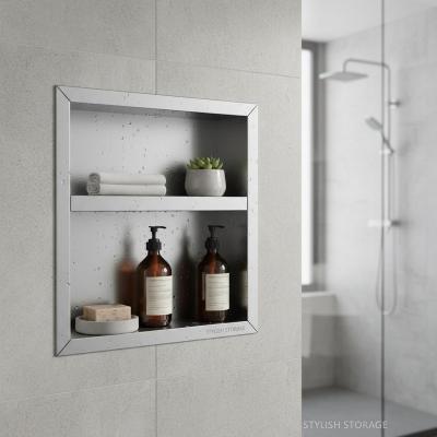 China Matte Stainless Steel Shower Niche Durable Bathroom Built In Recessed Shelf for Stylish and Practical Bathroom Storage for sale