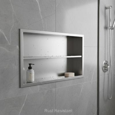 China Rust Resistant stainless steel shower niche sleek design corrosion proof recessed shelf for contemporary bathroom spaces for sale