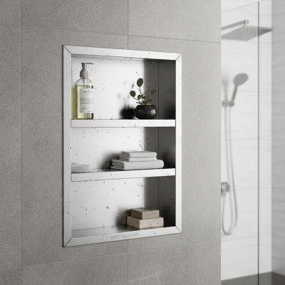 China Rust Resistant Stainless Steel Shower Niche Easy To Clean Matte Surface Practical Bathroom Storage Organizer for sale