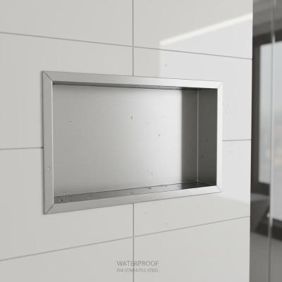 China Waterproof Stainless Steel Shower Niche 304 Stainless Steel Rust Proof Recessed Wall Mounted Storage Shelf for Bathroom for sale