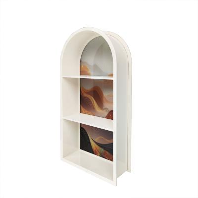 China 304 Stainless Steel Printed Transparent Glass Backboard Niche - Customizable Double-Layer Framed Glass Display Niche for sale