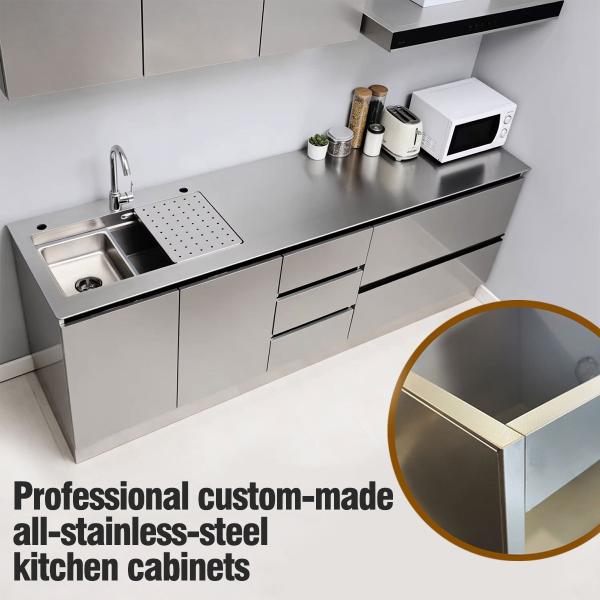 Quality 304 Stainless Steel Countertop Sink Cabinet with 5mm Solid Countertop and Seamless Welded Basin for sale