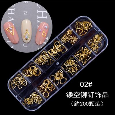 China thick section hollow nail art  (about 96 pcs) The new nail jewelry full set of special rivet alloy for sale
