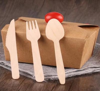 China Biodegradable cutlery 140mm wooden forks 160 mm disposable forks cutlery set for sale