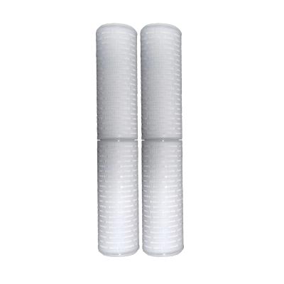 China 20 Inch 0.1/0.22/0.45/ 1/5 Micron Pleated Filter Cartridge for Industrial Reverse Osmosis Filtration Systems for sale