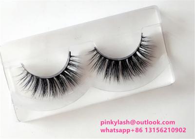 China Custom Packaging Wholesale Real Mink Fur Black Band 3D Mink Lashes; clear band 3d mink lashes for sale