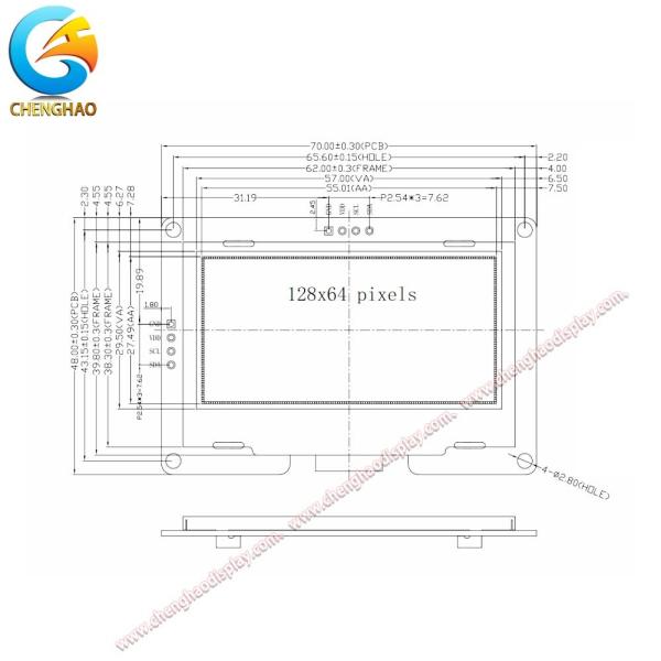 2.42 ιντσών Μικρή οθόνη OLED I2c Διασύνδεση 128 * 64 Ανάλυση με 4pin