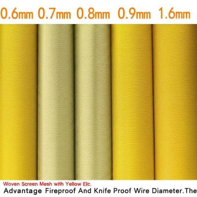 China 0.6mm 0.7mm 0.8mm 0.9mm 1.0mm 1.6mm Woven Screen Mesh with Yellow Etc. Advantage Fireproof And Knife Proof Wire Diameter for sale