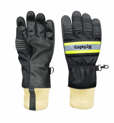 중국 EN659 인증을 받은 케블라 니트 커프 소방관 장갑 (방수 장벽, 반사 스트랩 포함) 및 EN388 4X43F 판매용