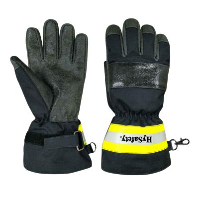 중국 방수 장벽, 반사 스트랩 및 EN388 3X43F를 갖춘 EN659 인증 소방관용 긴 커프스 장갑 판매용