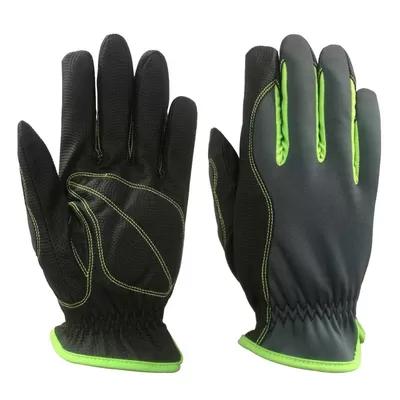 China CE Certified PU Mechanics Wear Gloves with Hi-Viz Piping and Breathable Stretchable Fabric for Landscaping for sale