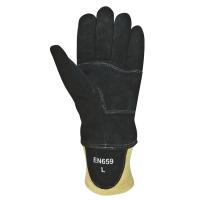 China Flame Retardant Structural Firefighting Gloves Cowsplit Shell Wristlet Cuff for sale