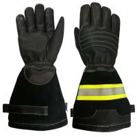 China EN659 Structural Firefighting Gloves Long Cuff With Reflective Tape for sale
