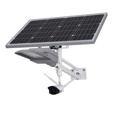 China Light Grey Big Size Solar Panel Solar Powered LED Street Lights With Security Camera for sale