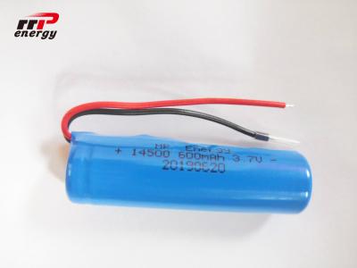 중국 원통 모양 모양 재충전용 리튬 이온 건전지 3.7V 14500 600mAh IEC 콜럼븀 MSDS 판매용