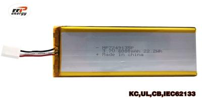 China Medical Device Li Polymer Battery 6000mah 3.7V 7249135P With KC CB UL Approval for sale
