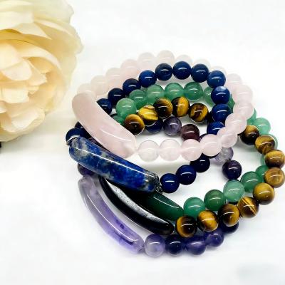 China Multi Color Natural Gemstone Bead Bracelets Polished Jewelry Apparel Accessories Customizable for sale