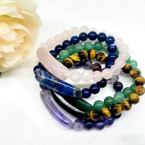 Quality Multi Color Natural Gemstone Bead Bracelets Polished Jewelry Apparel Accessories Customizable for sale