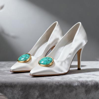 China Turquoise Stone Shoes Accessories Polished Natural Stone Shoe Ornaments Customizable for sale