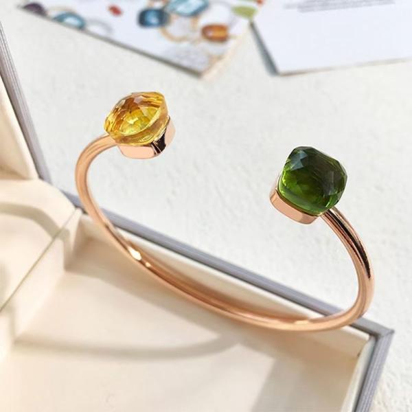 Quality Simple-Style Natural Gemstone Citrine and Jade Bracelet for sale