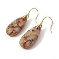 Quality Natural Jasper Stone Earrings Composite Teardrop Drop Earrings Customizable for sale
