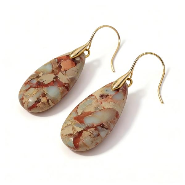 Quality Natural Jasper Stone Earrings Composite Teardrop Drop Earrings Customizable for sale