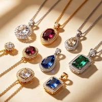 Quality Natural gemstone and zircon inlaid pendant, clothing and accessories exhibited for sale