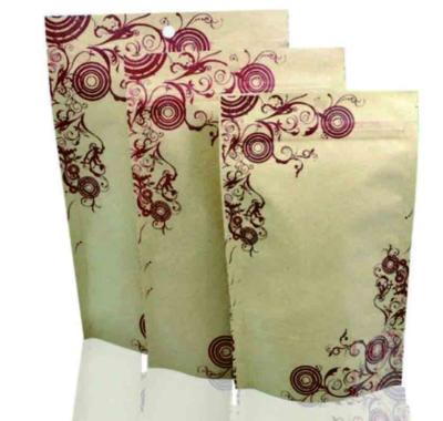 China Food packaging plastic kraft paper stand up pouch zip lock bags with window for sale