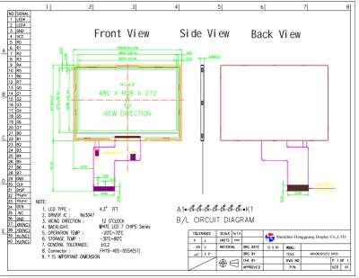 Cina Interfaccia RGB Display LCD industriale Schermo a colori TFT TN 6 O'Clock Perspective in vendita