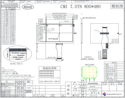 中国 7.0 インチは RGB インターフェイス、TFT、TN 6 0'Clock は超ワイド ビュー、800 * 480 LCD TFT ディスプレイの解像度 販売のため