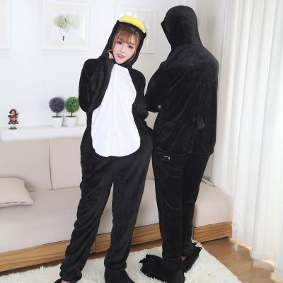 China Cute Penguin Cartoon Flannel Black Pajamas for sale