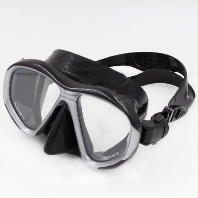 China Low Volume Silicone Adult Black Dive Mask with PC Frame and Siliocne Skirt for sale