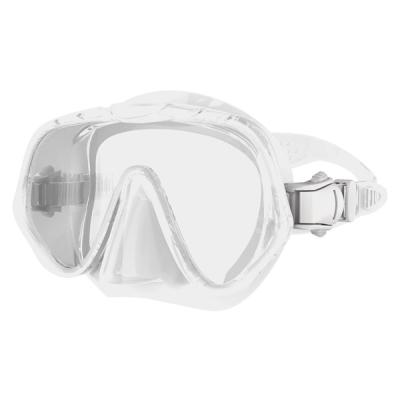 China Frameless Silicone Free Diving Goggles with Transparent Lens in White for sale