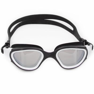 China Silver Mirrored Swim Mask Goggles Panoramic Lens Swimmer Goggles for sale