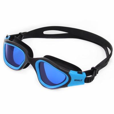 China Fashion Panoramic Silicone Swimming Goggles with Blue Mirrored Lens for sale