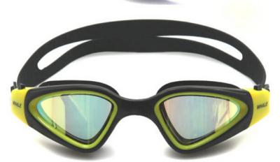China UV Protection Soft Competitive Swim Goggles with Gold Mirrored Lens for sale