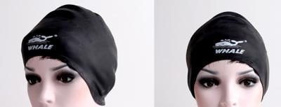 China 2015 Professional Classic Black Adult Silicone Swim Caps with Ear Guard for sale