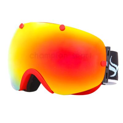 China Snow Ski Goggles Reflective Ski Goggles Matt Red Frame Nylon Strap for sale