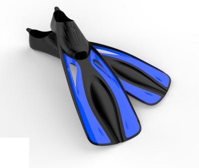 China PP + TPR Skin Diving Fins Scuba Diving Fins Blue Black With Full Size Blade for sale