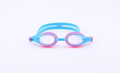 China Blue Kids Competitive Swim Goggles Silicone Skirt Mirrored Curve Lens for sale