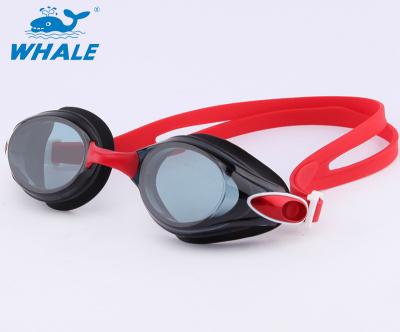 China Red Adult Silicone Swimming Goggles Fast Adjust Strap System Three Size Nose Piece for sale